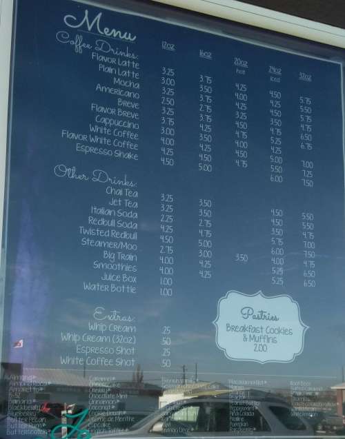 Basinstreet Espresso menu in Ephrata, Washington, USA