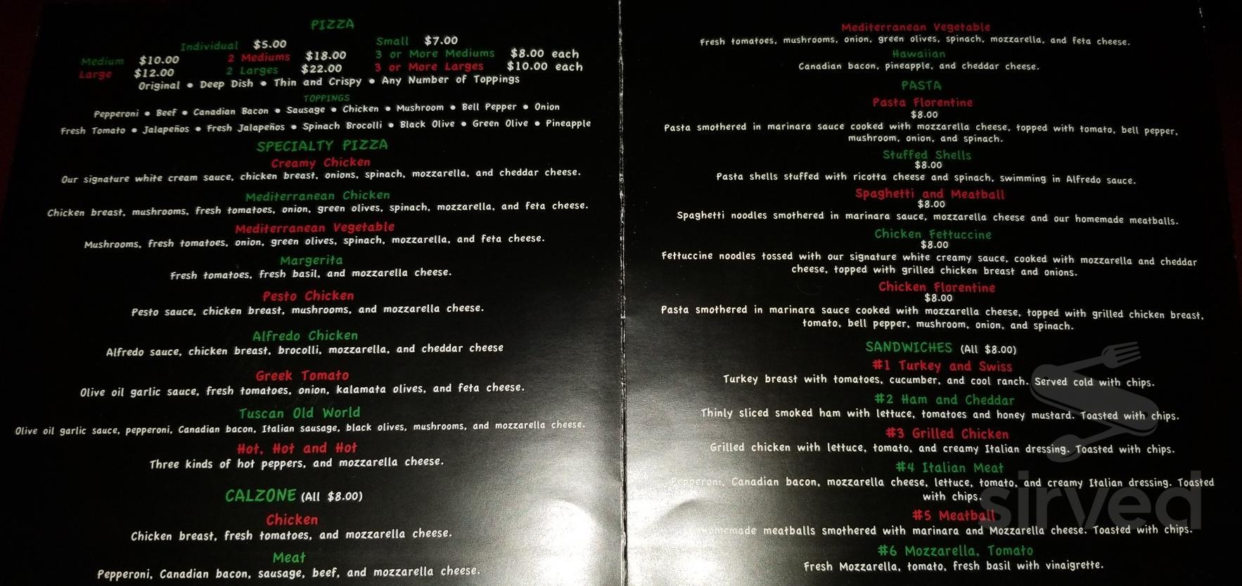 Menu - Ardmore OK's Papa's Pizzeria | Sirved