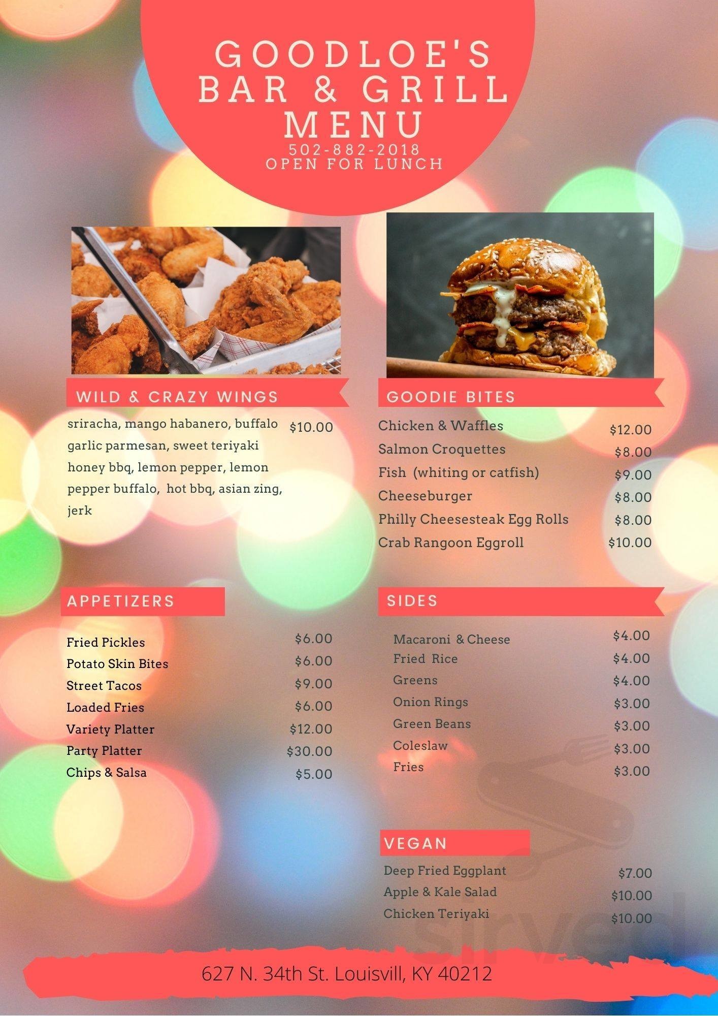 Goodloe s Bar And Grill Menu In Louisville Kentucky USA