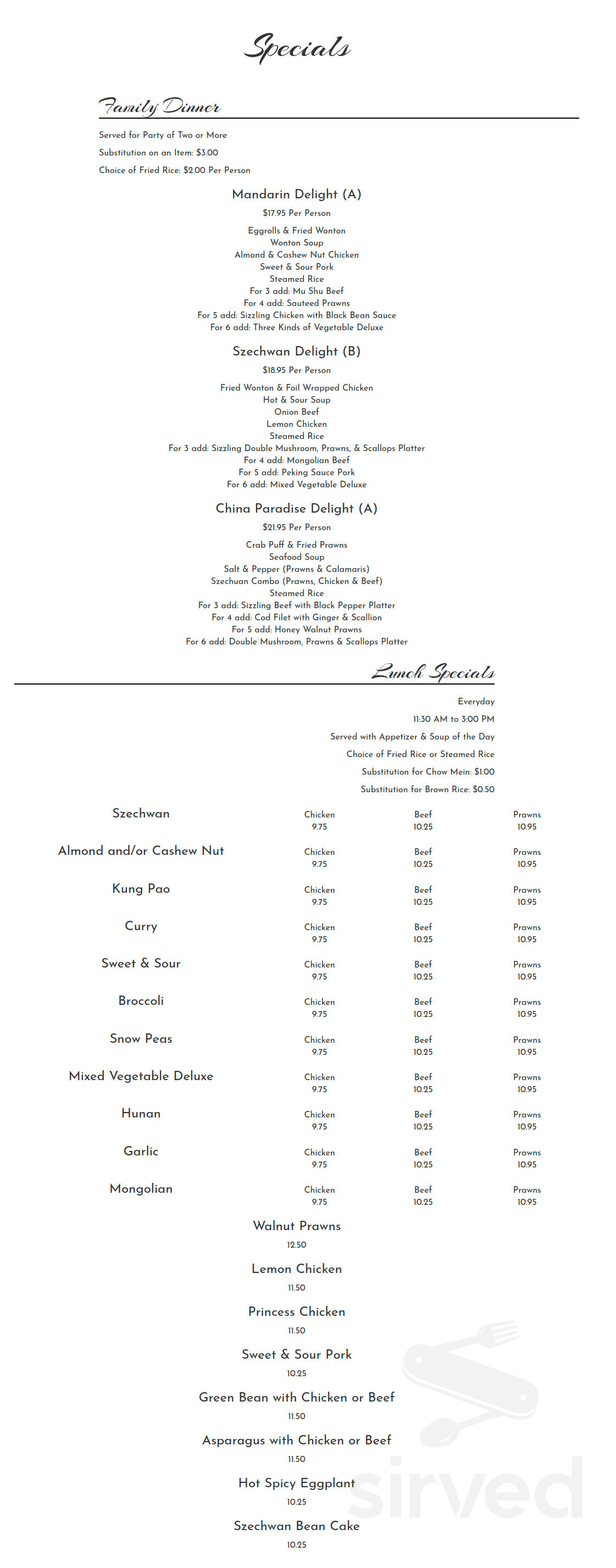 Mandarin Delight Dublin menus in Dublin, California, United States