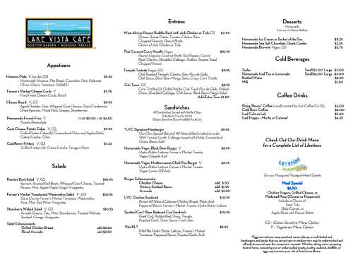 Lake Vista Cafe menu in Madison, Wisconsin, USA