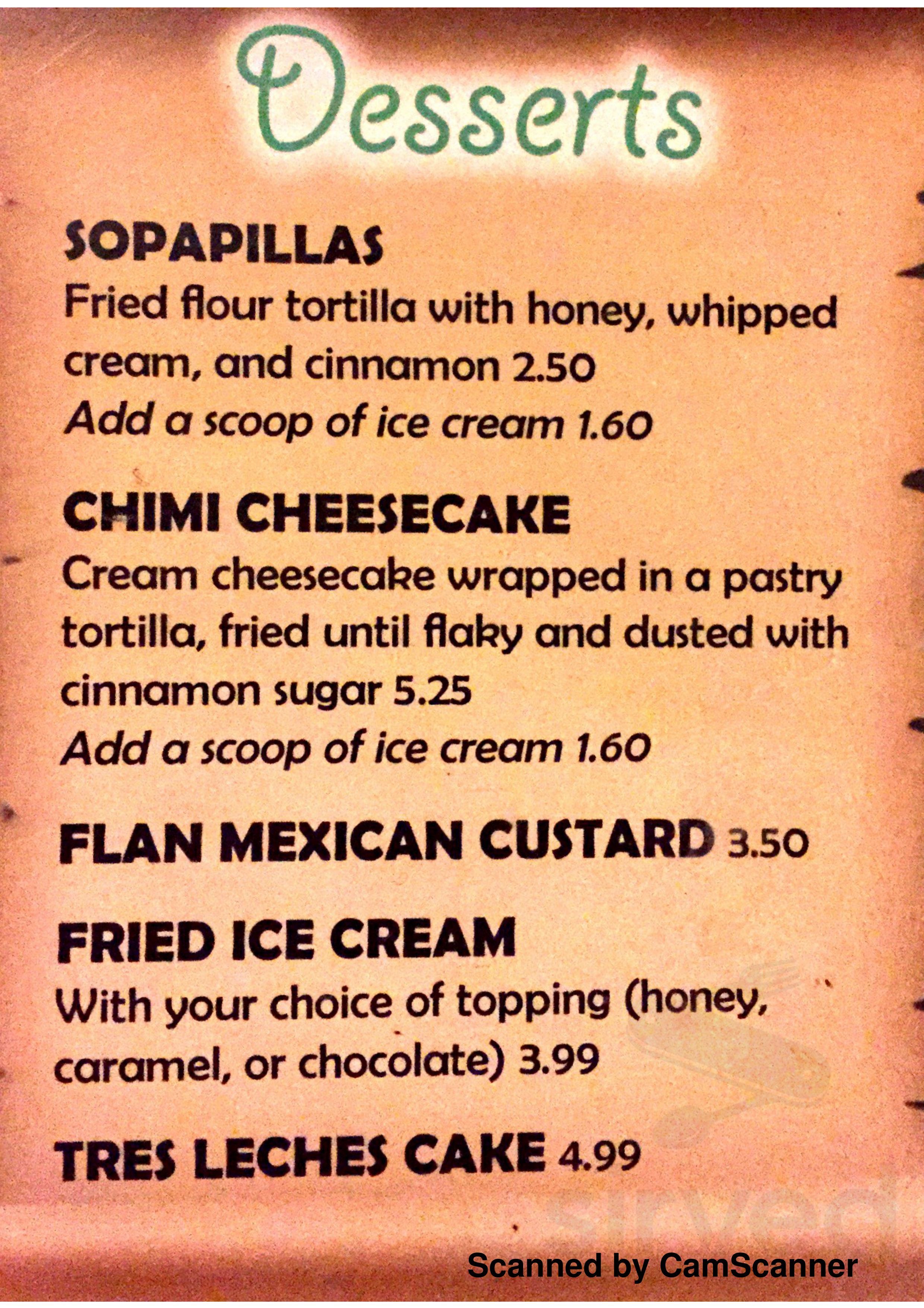La charreada Mexican Restaurant menu in Lima, Ohio, USA
