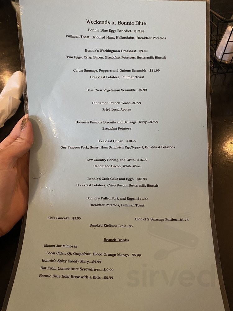 Bonnie Blue Southern Market & Bakery menu in Winchester, Virginia, USA
