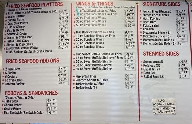 Happy tails seafood menus in Mobile, Alabama, United States
