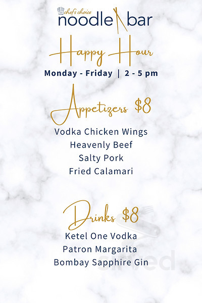 Chef's Choice Noodle Bar menu in Bakersfield, California, USA