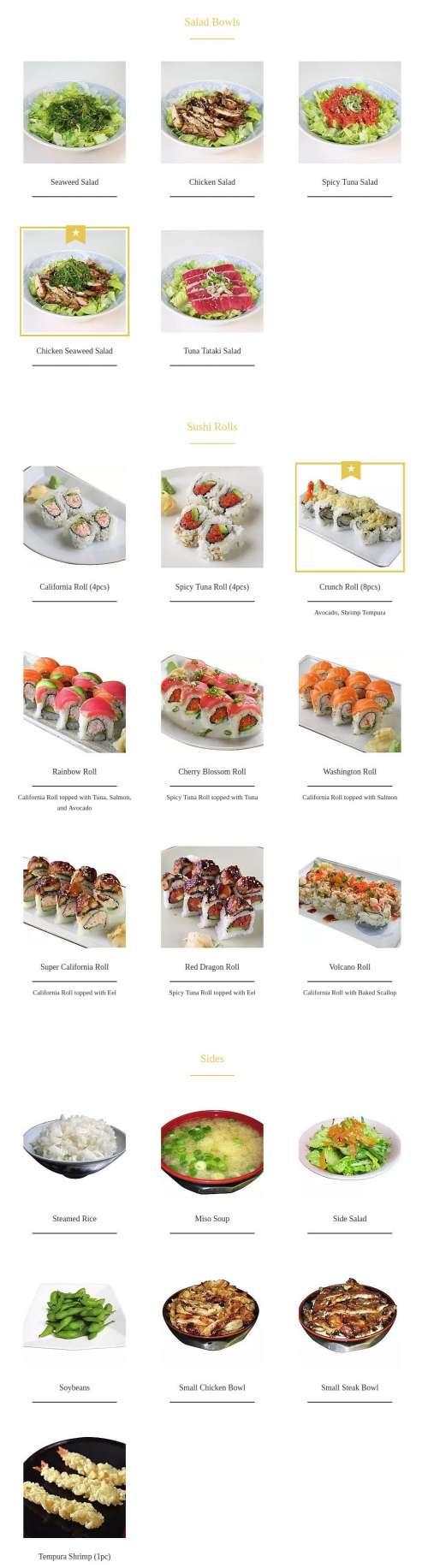 Fuji Grill menu in Yorba Linda, California, USA