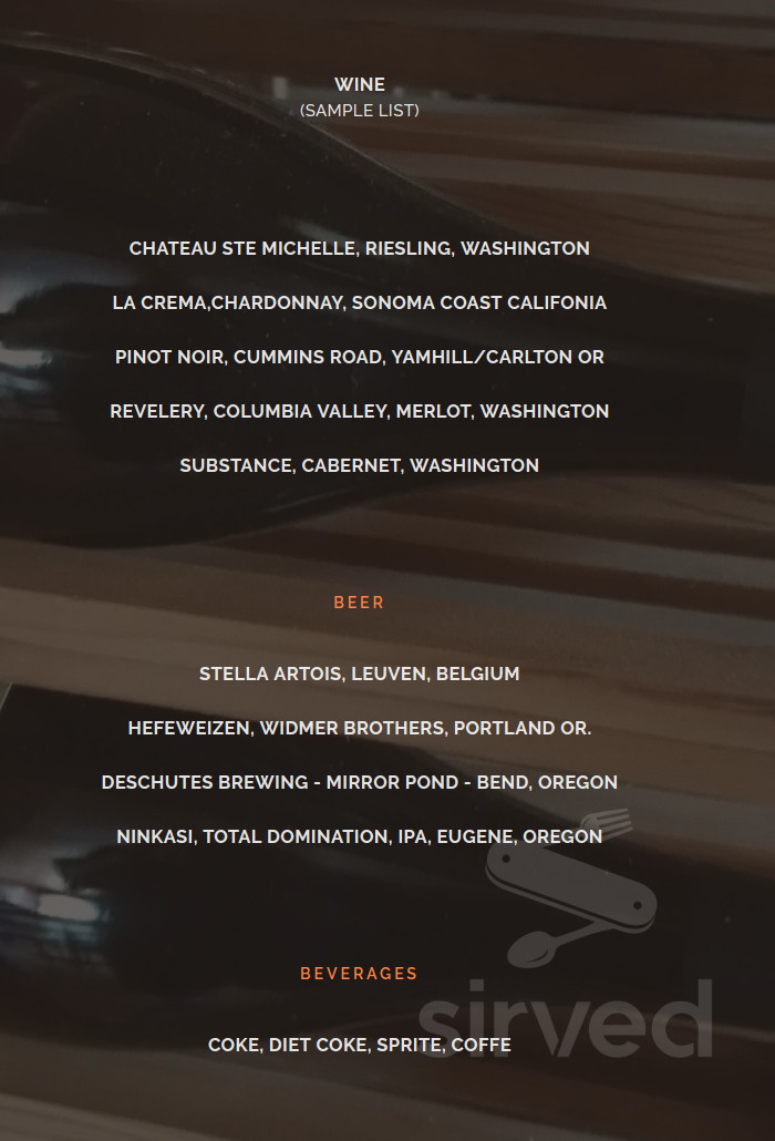 Menu - Adair Village OR's Farm Food Restaurant | Sirved