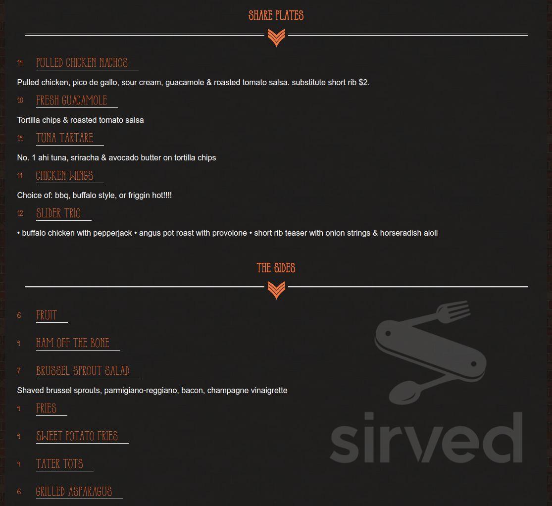 The Scout Waterhouse + Kitchen menu in Chicago, Illinois, USA