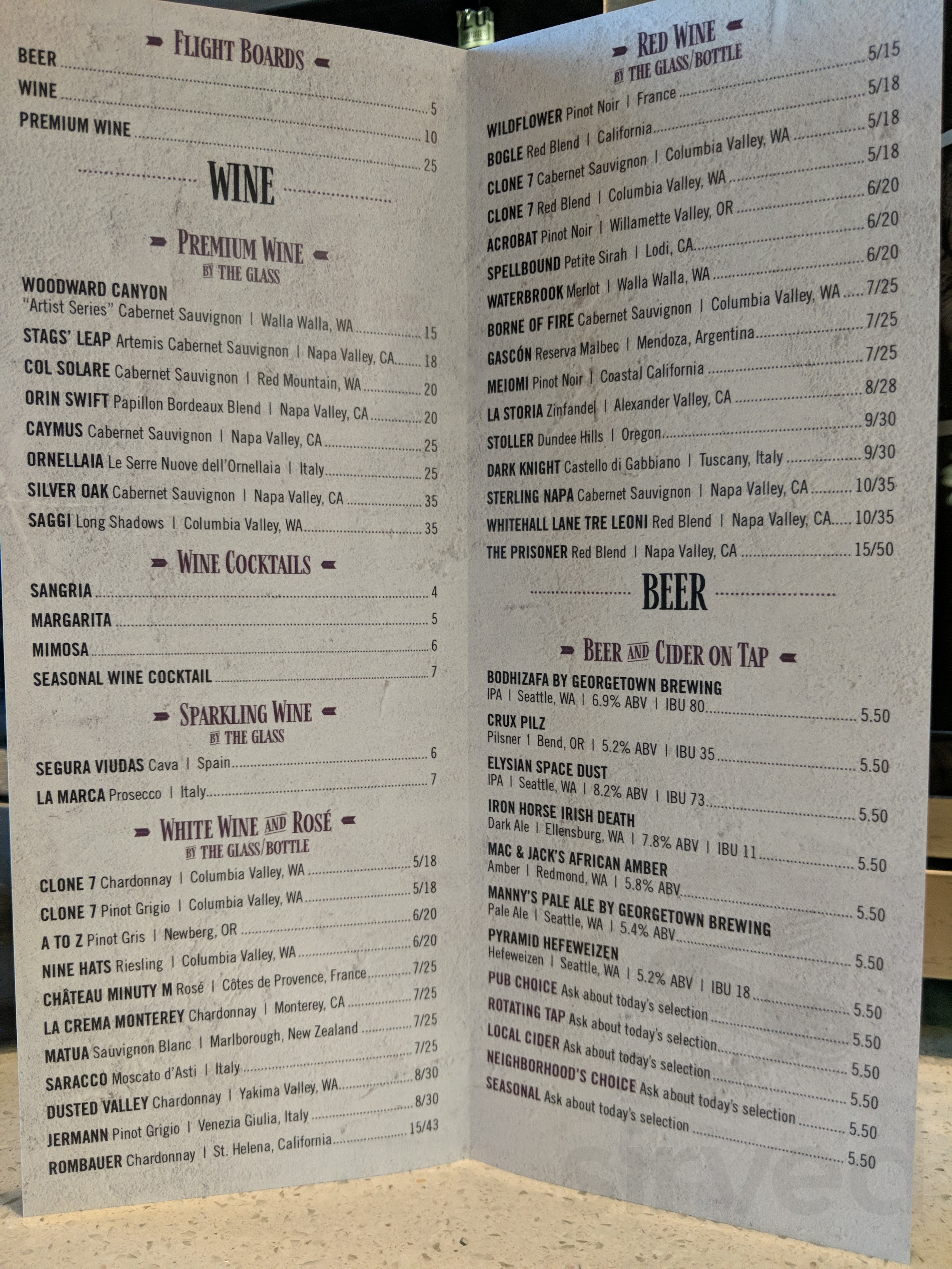 The Pub at Lake Tapps menu in Auburn, Washington, USA
