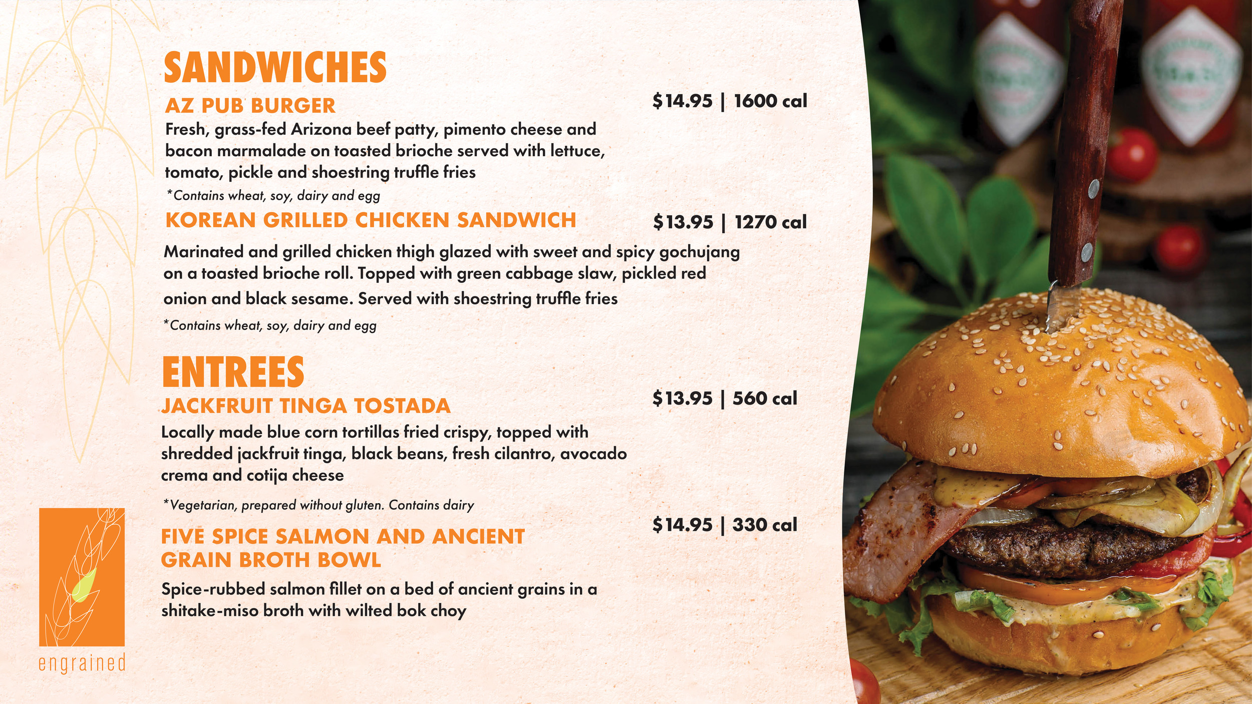 Engrained Cafe menu in Tempe, Arizona, USA