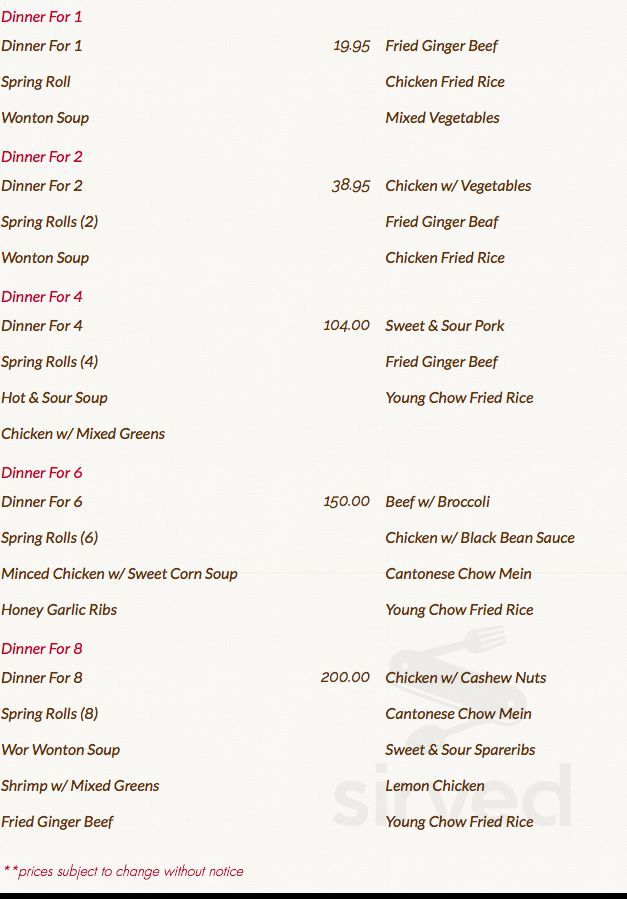 Tasty Noodle menus in Edmonton, Alberta, Canada