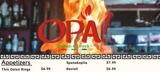 Menu for OPA! Italian & Greek in West Des Moines, IA | Sirved