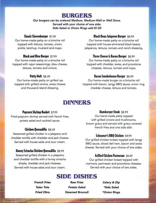 Schooners Bar & Grill menu in Lexington, South Carolina, USA
