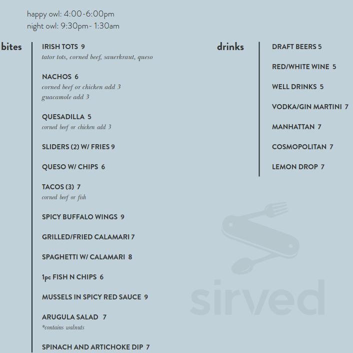Tanglewood Grille menu in Houston, Texas, USA