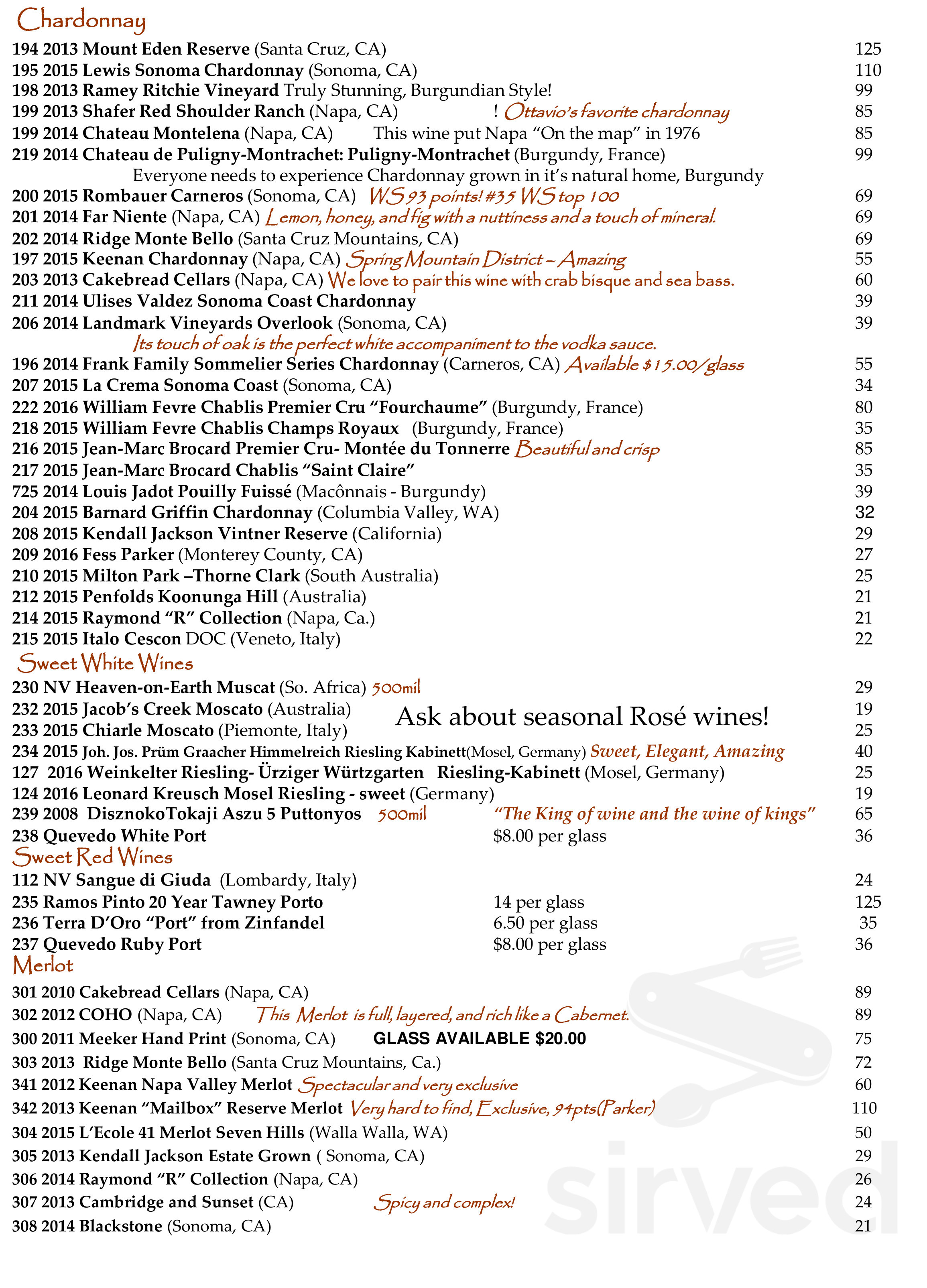 Station Square menu in Youngstown, Ohio, USA