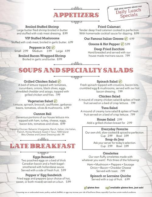 Station Square menu in Youngstown, Ohio, USA