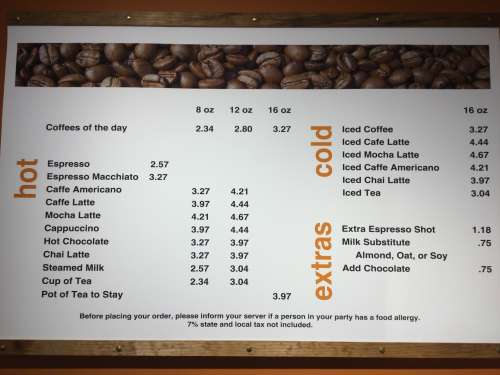 Lenox Coffee menu in Lenox, Massachusetts, USA
