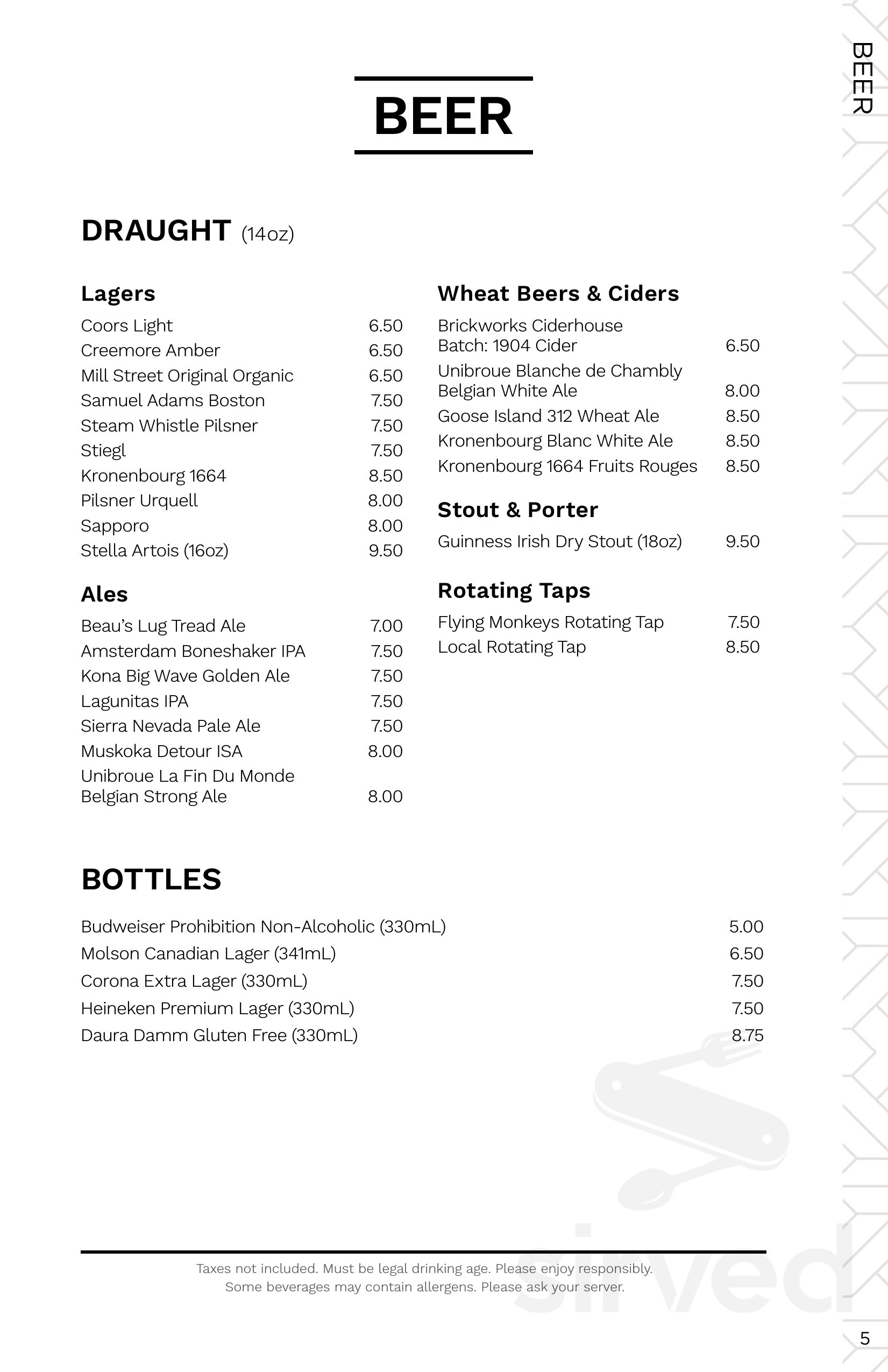 Menu - Mississauga ON's Reds Square One | Sirved