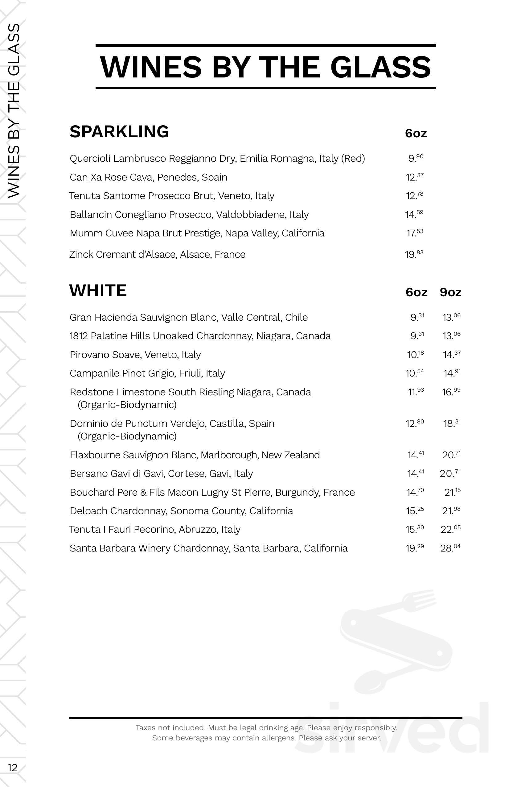 Reds Square One menus in Mississauga, Ontario, Canada