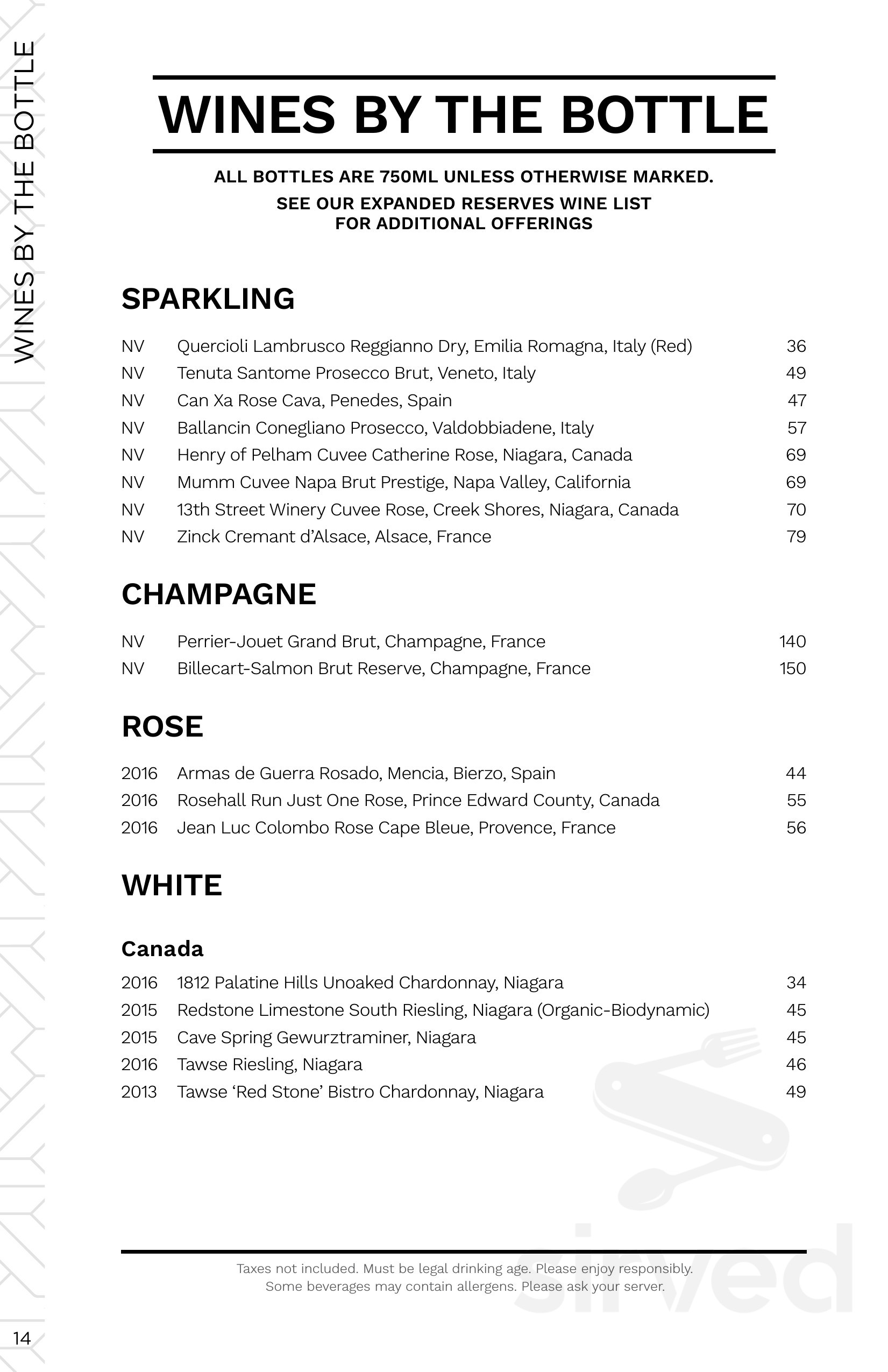 Reds Square One menus in Mississauga, Ontario, Canada