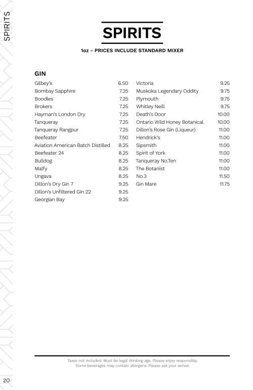 Reds Square One menu in Mississauga, Ontario, Canada