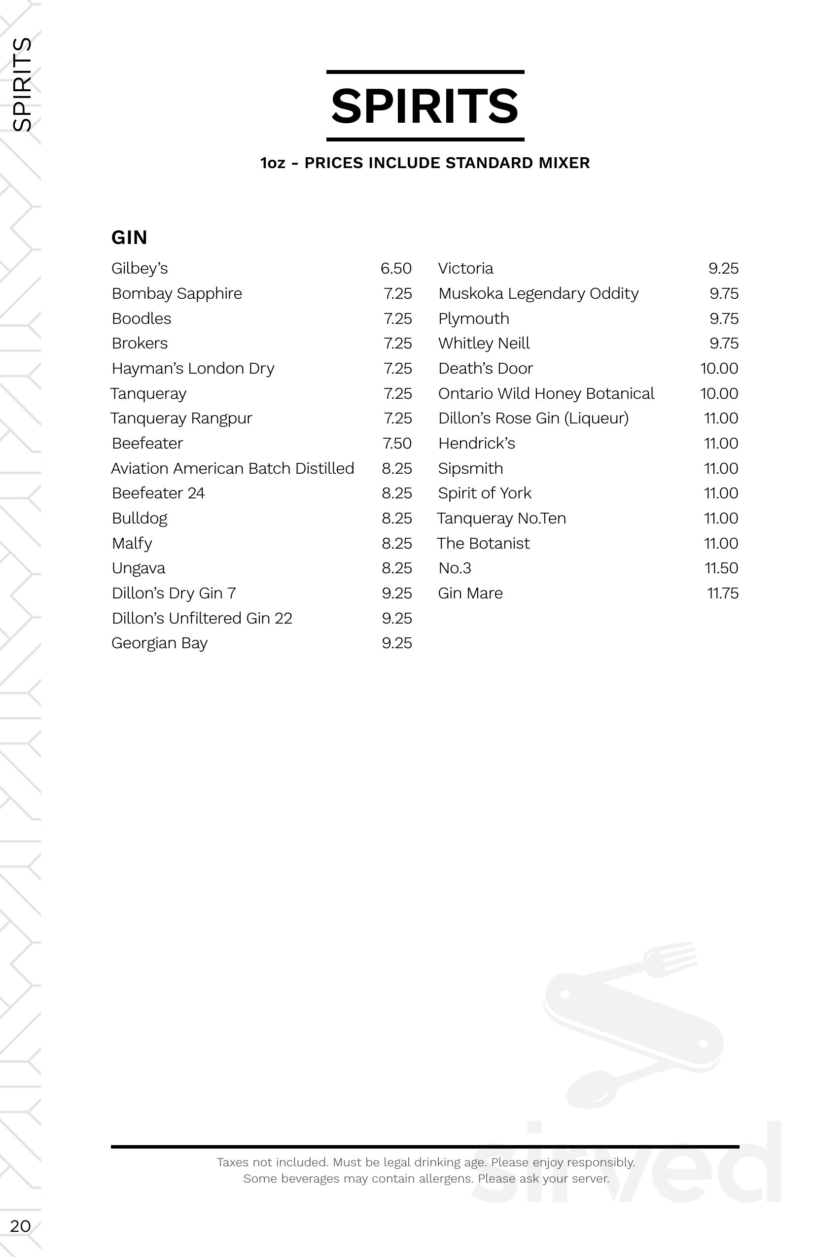 Reds Square One menus in Mississauga, Ontario, Canada