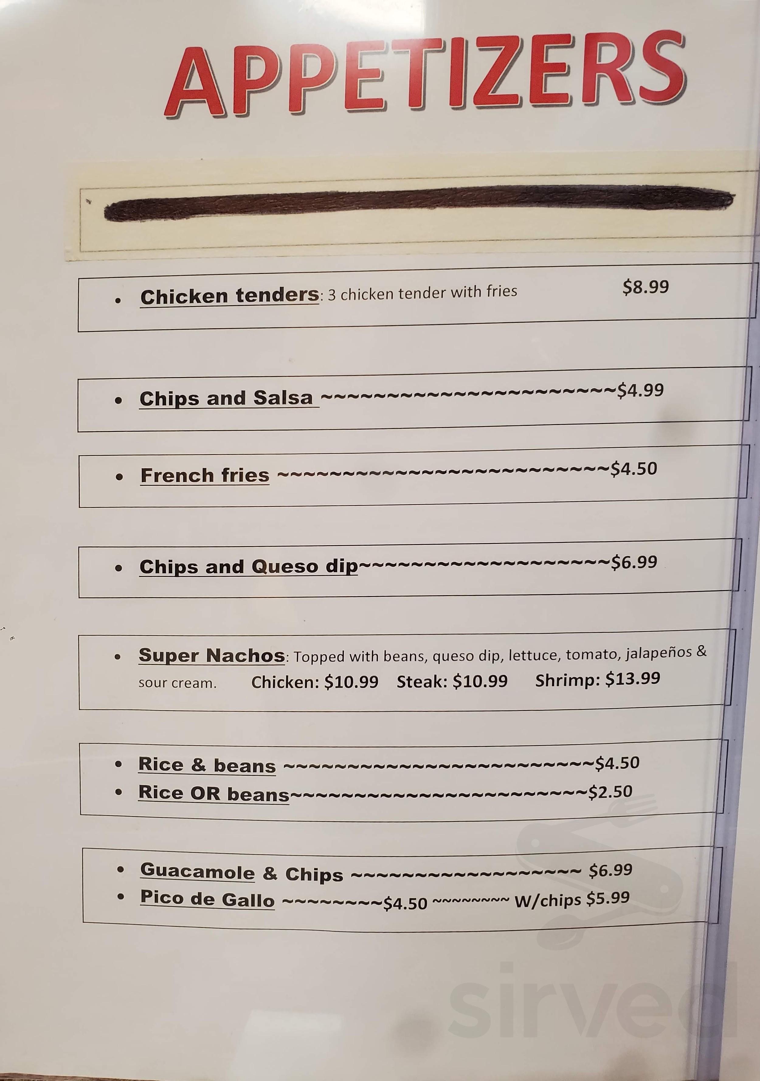 Menu for Wichos Tacos in Indianapolis, IN | Sirved