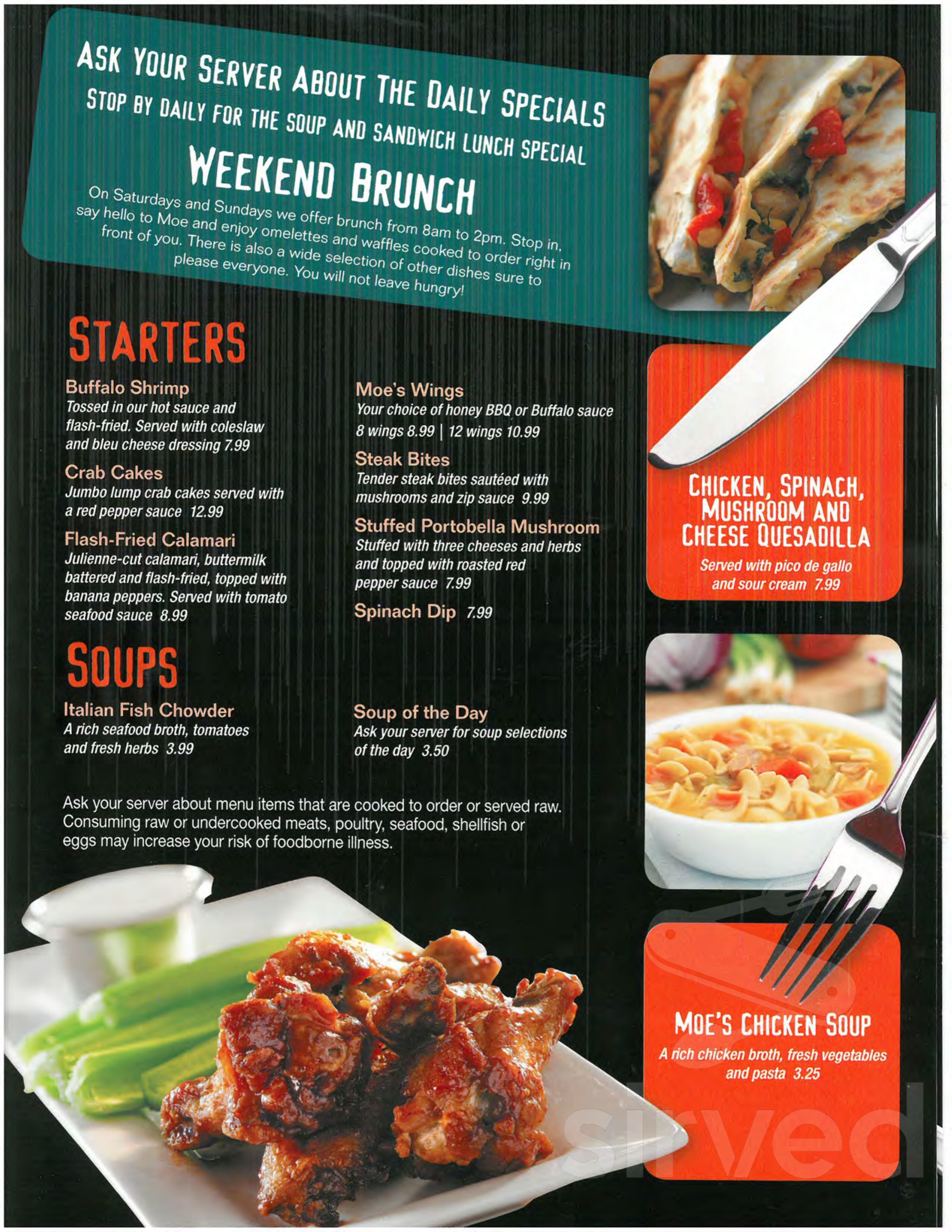 Moe's On Ten menu in Novi, Michigan, USA