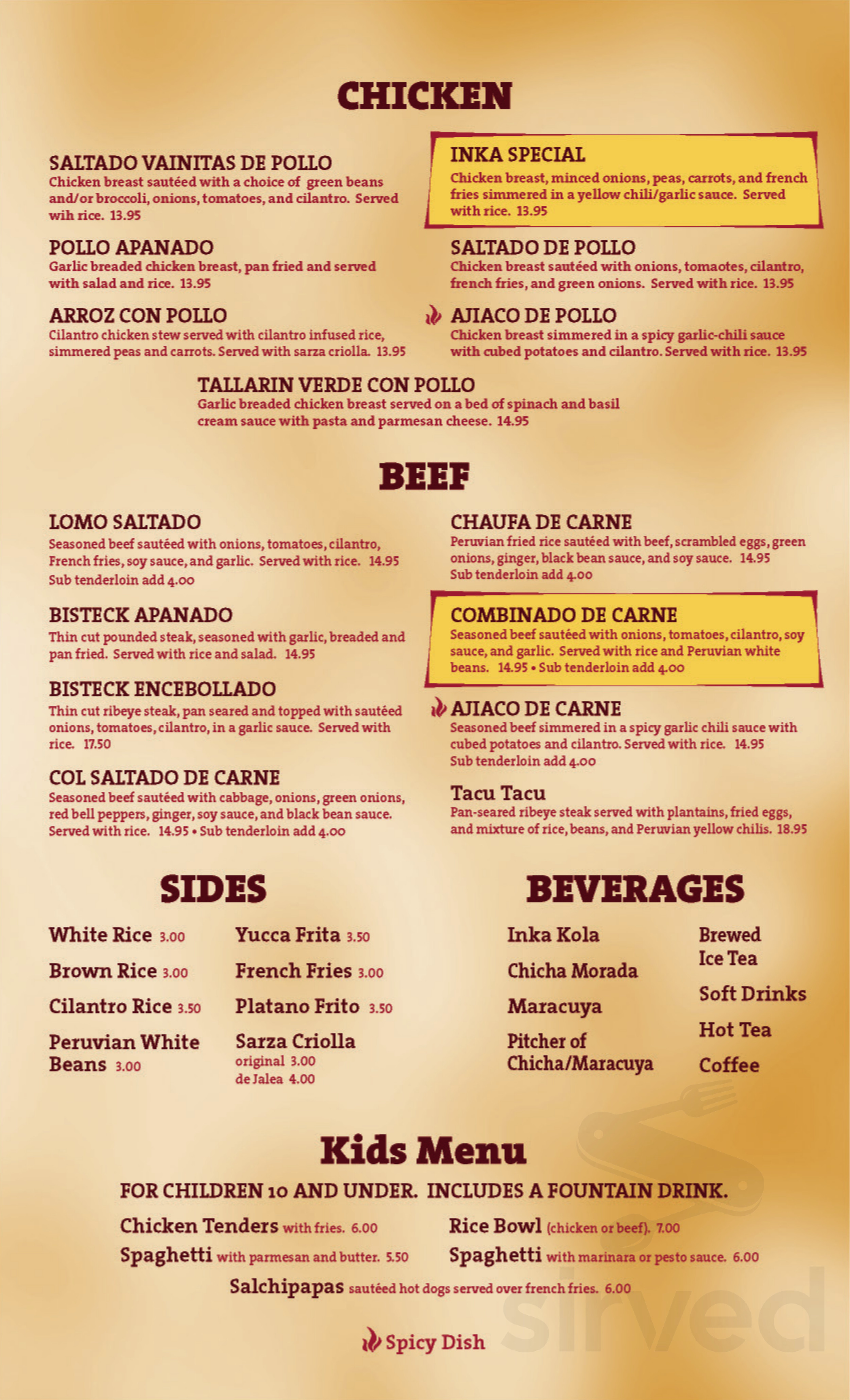 Inka Mama's - San Clemente menus in San Clemente, California, United States