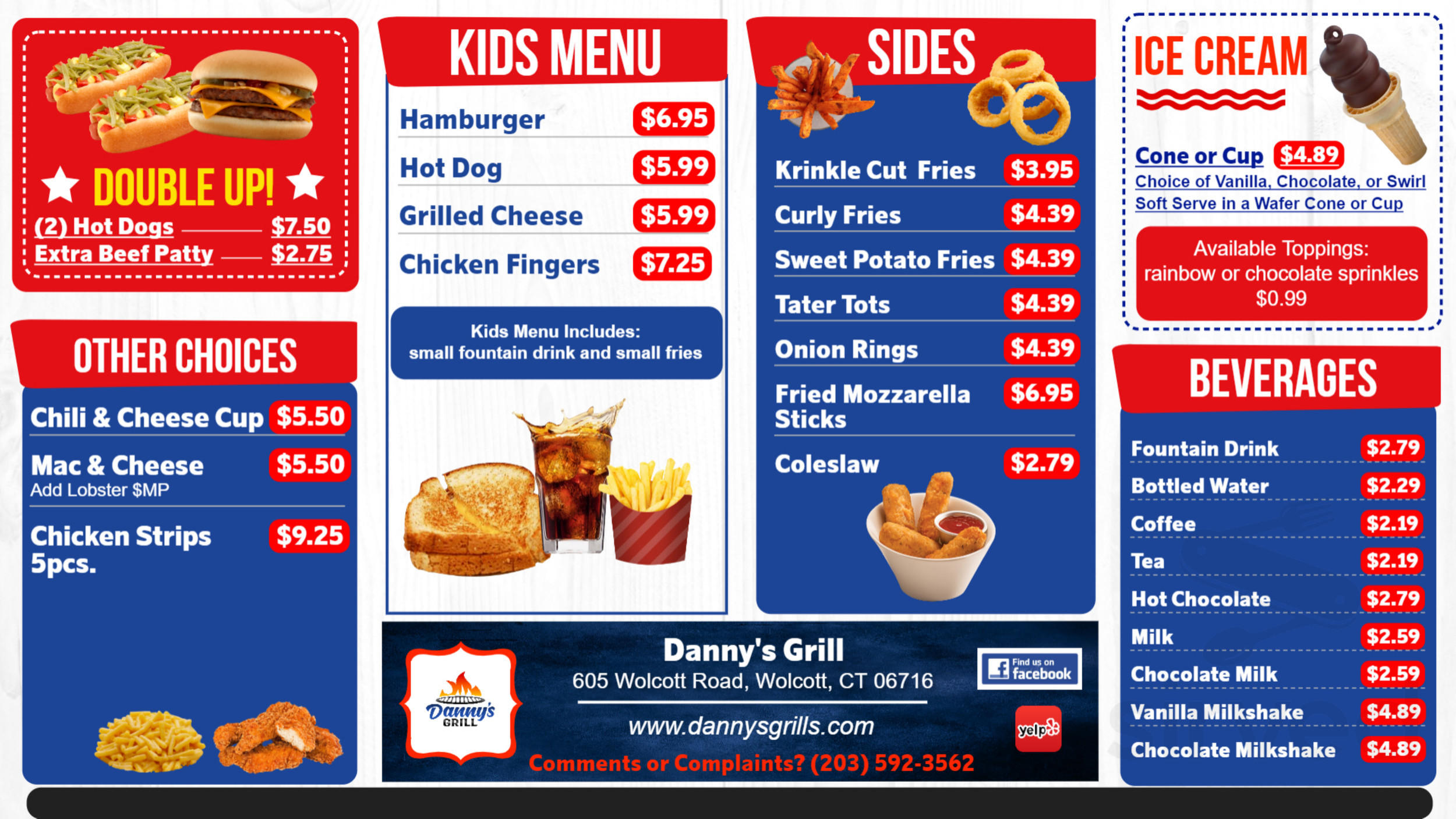 Menu - Wolcott CT's Danny's Grill | Sirved