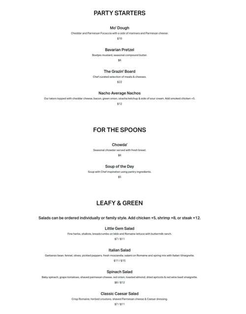 City Loafers menu in Davenport, Iowa, USA