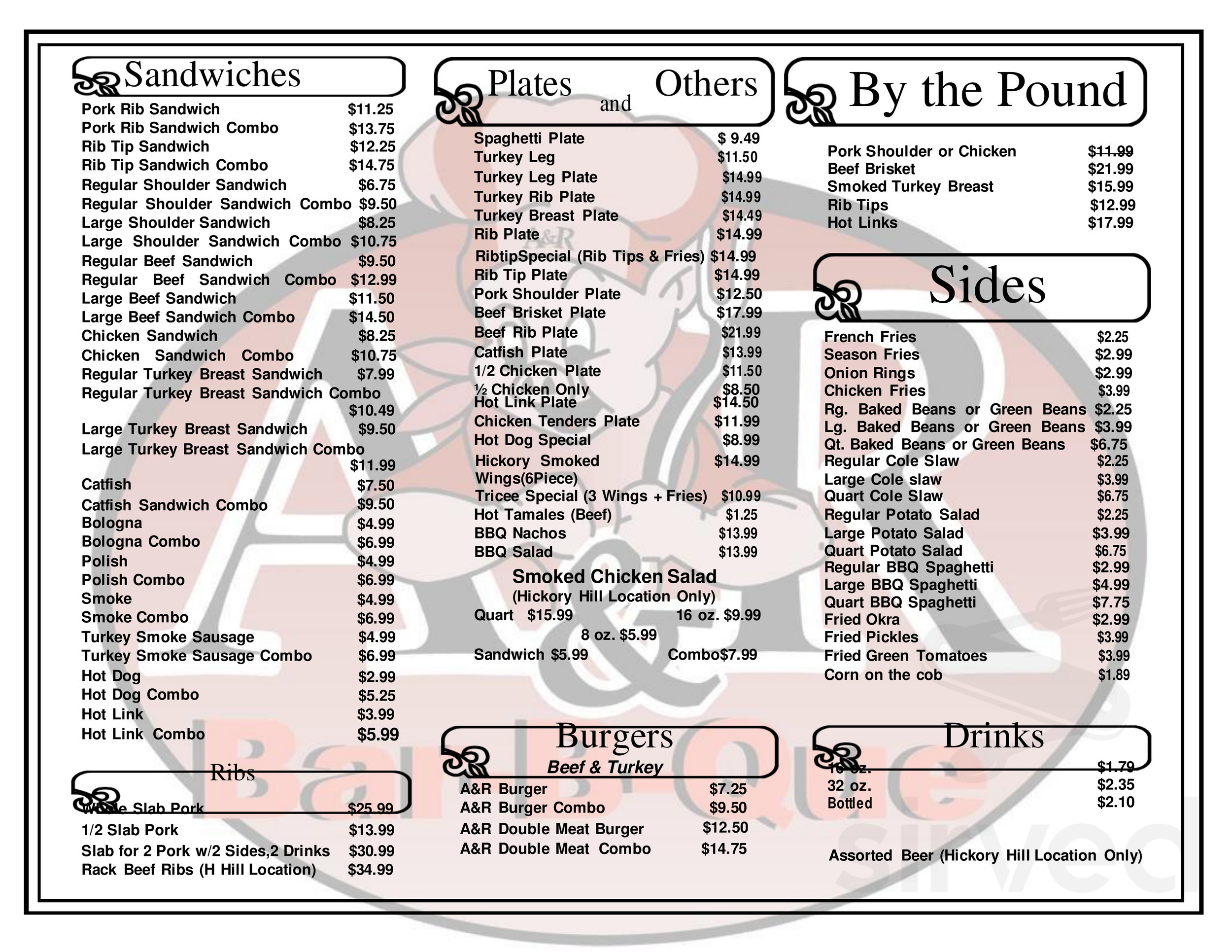 A&R BBQ ? Hickory Hill menu in Memphis, Tennessee, USA