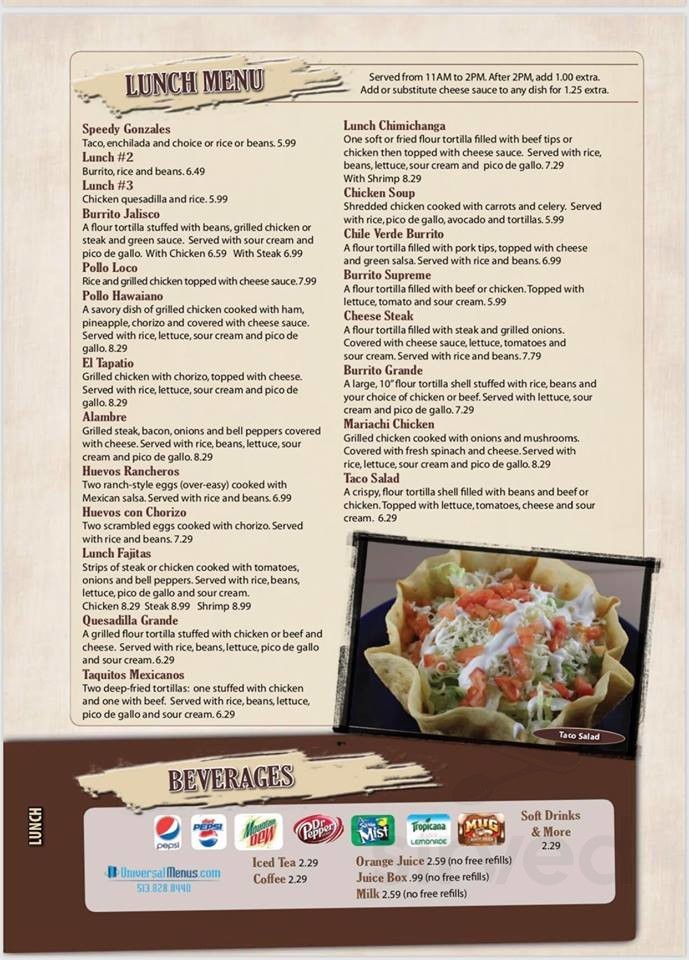 Los Mariachis menu in Springfield, Ohio, USA