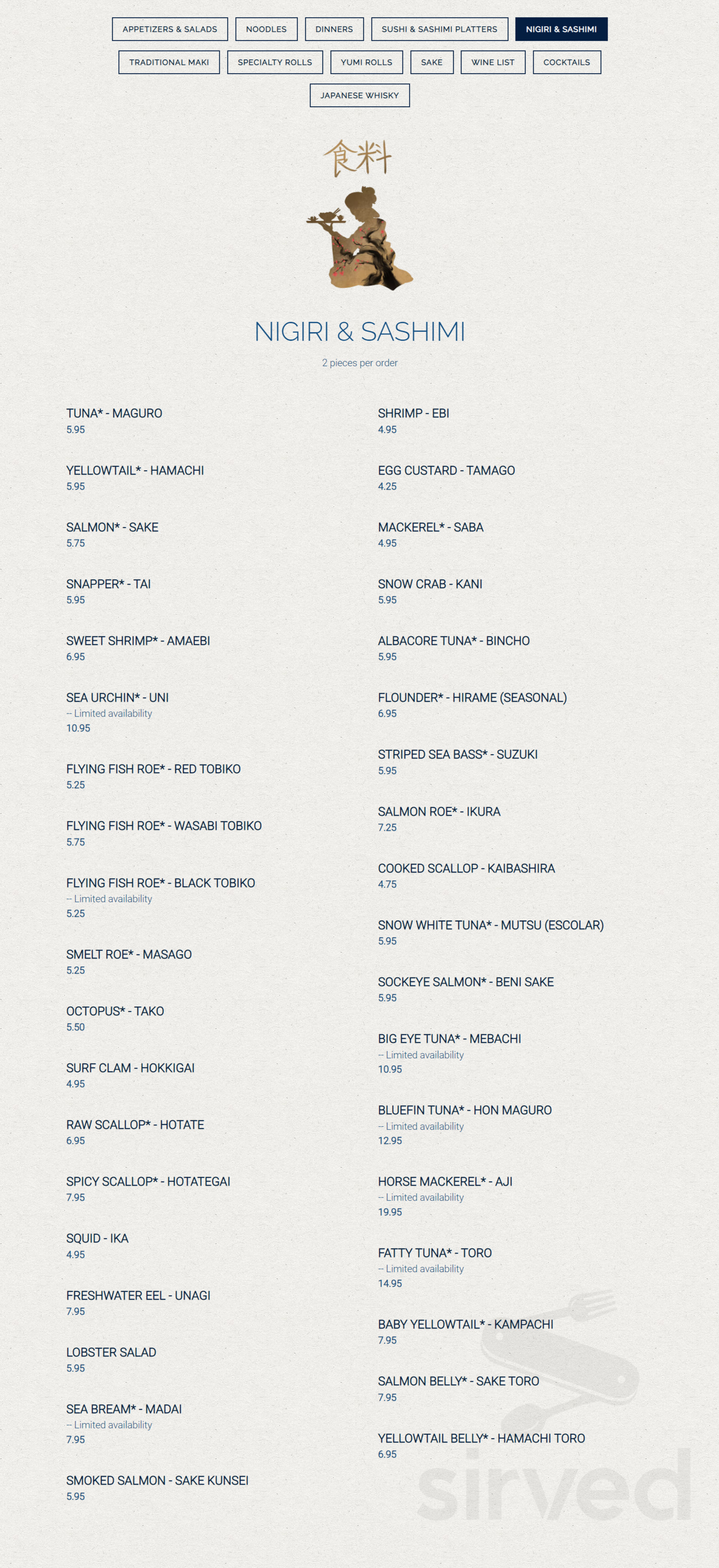 Yumi Japanese Restaurant & Bar - Saint Paul menu in St Paul, Minnesota, USA