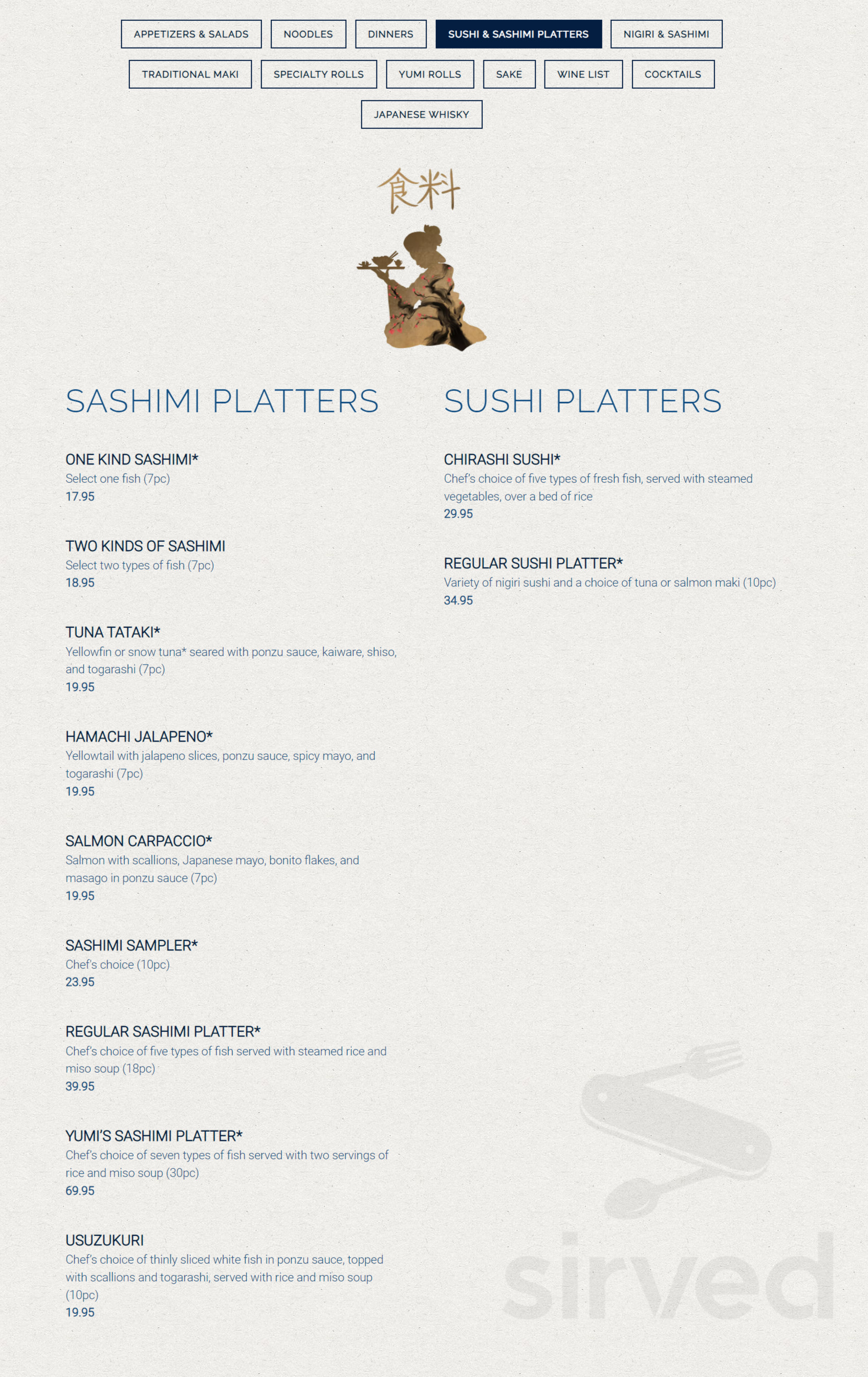 Yumi Japanese Restaurant & Bar - Saint Paul menu in St Paul, Minnesota, USA