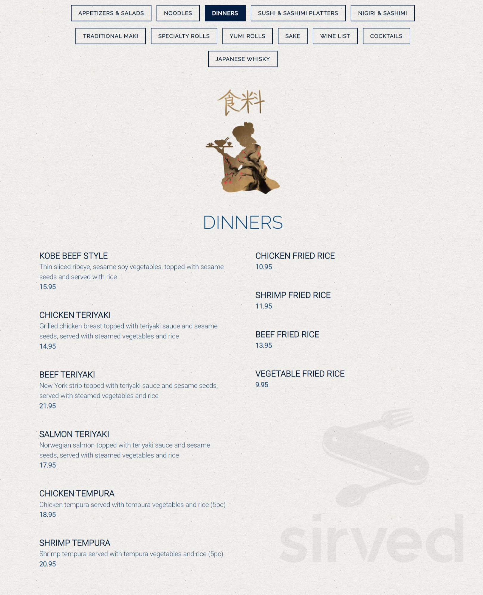 Yumi Japanese Restaurant & Bar - Saint Paul menu in St Paul, Minnesota, USA