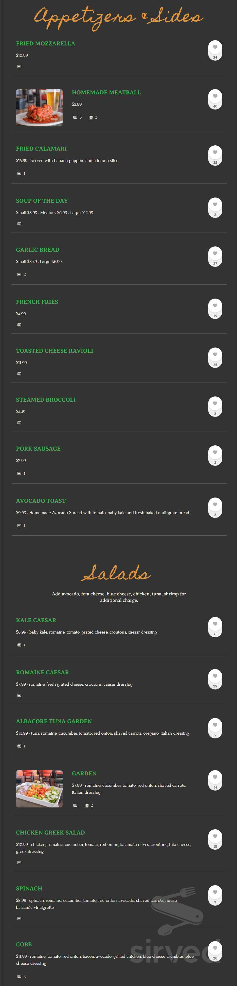 Menu - Melrose MA's Comella's Restaurants Melrose | Sirved