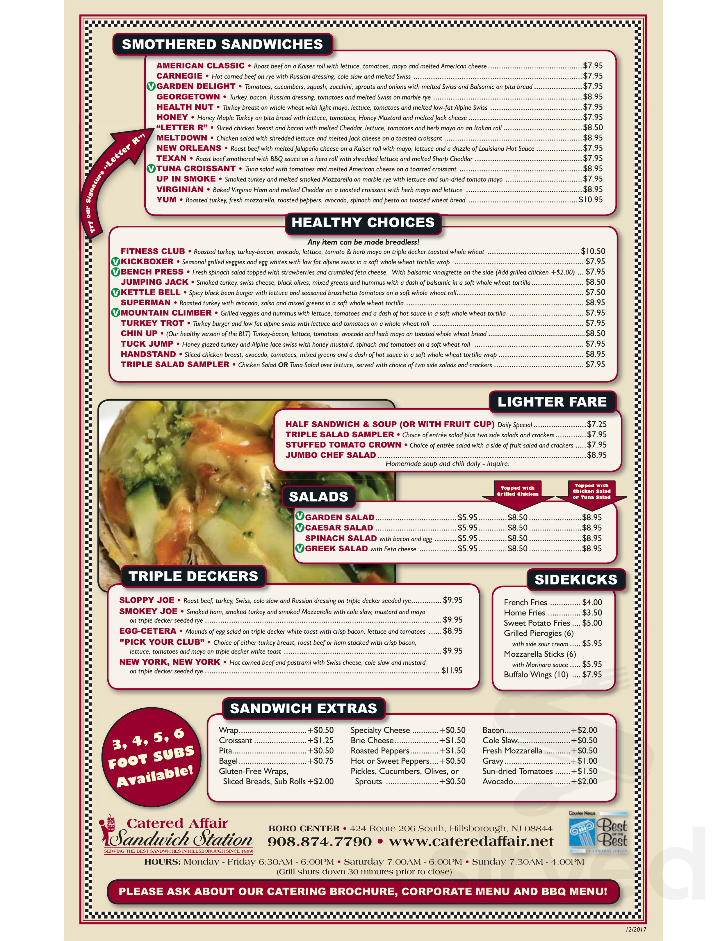 Catered Affair and Sandwich Station menu in Hillsborough Township, New ...