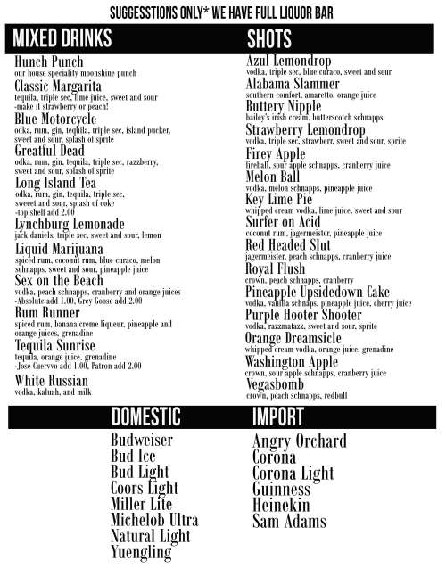The Brew & Cue menu in Chattanooga, Tennessee, USA