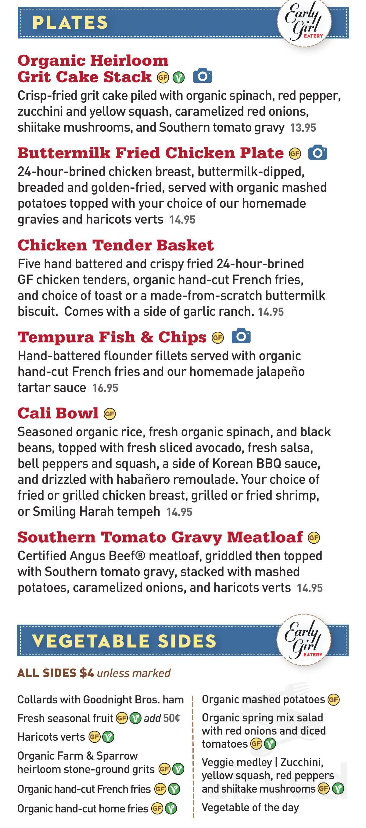 Menu - Charlotte NC's Early Girl Eatery | Sirved