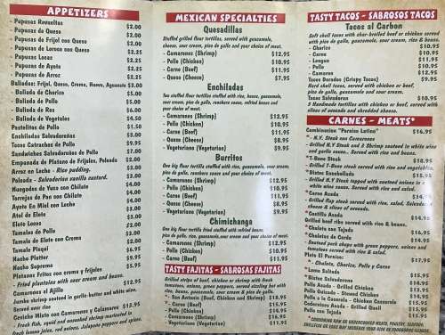 Paraiso Latino Restaurant & Bakery menu in Herndon, Virginia, USA