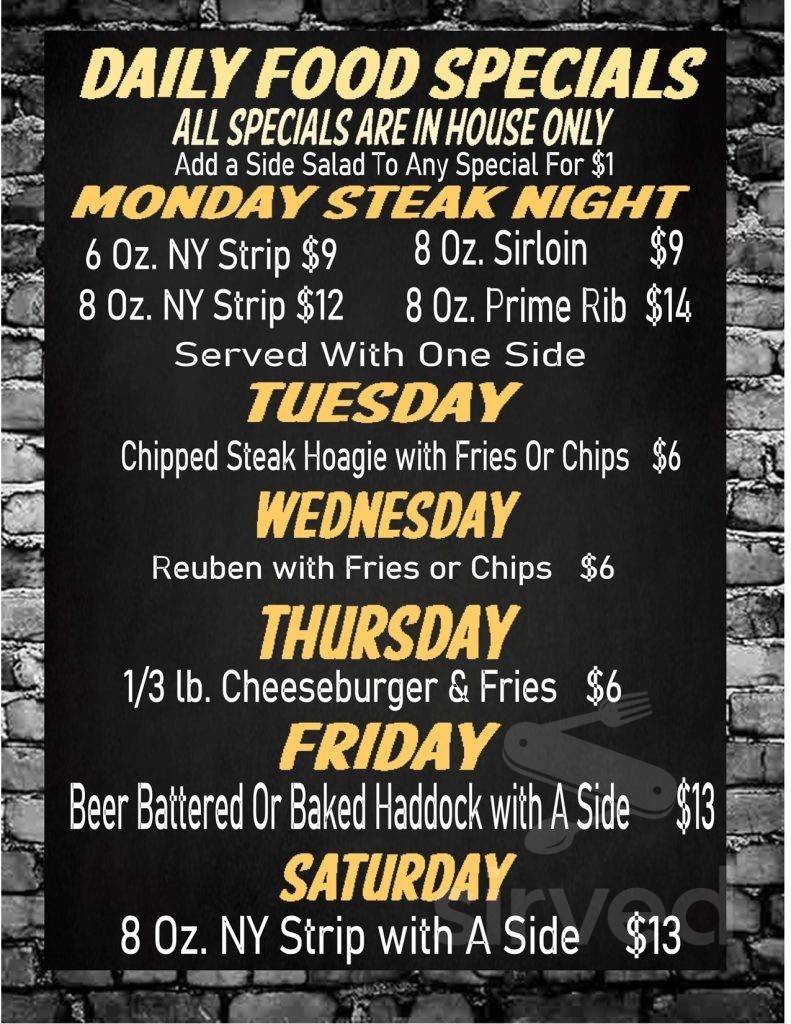 Coyote Joe's menu in DuBois, Pennsylvania, USA