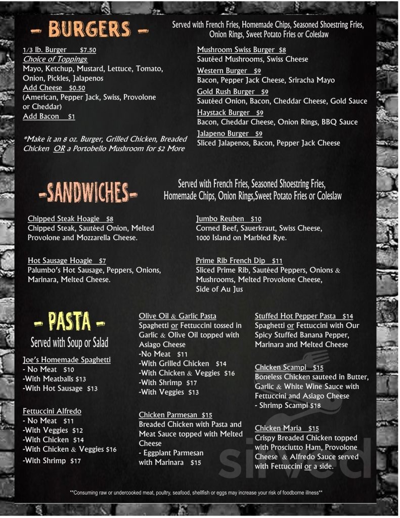 Menu - DuBois PA's Coyote Joe's | Sirved