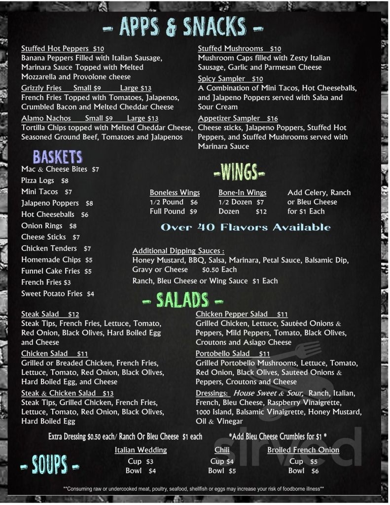 Coyote Joe's menu in DuBois, Pennsylvania, USA