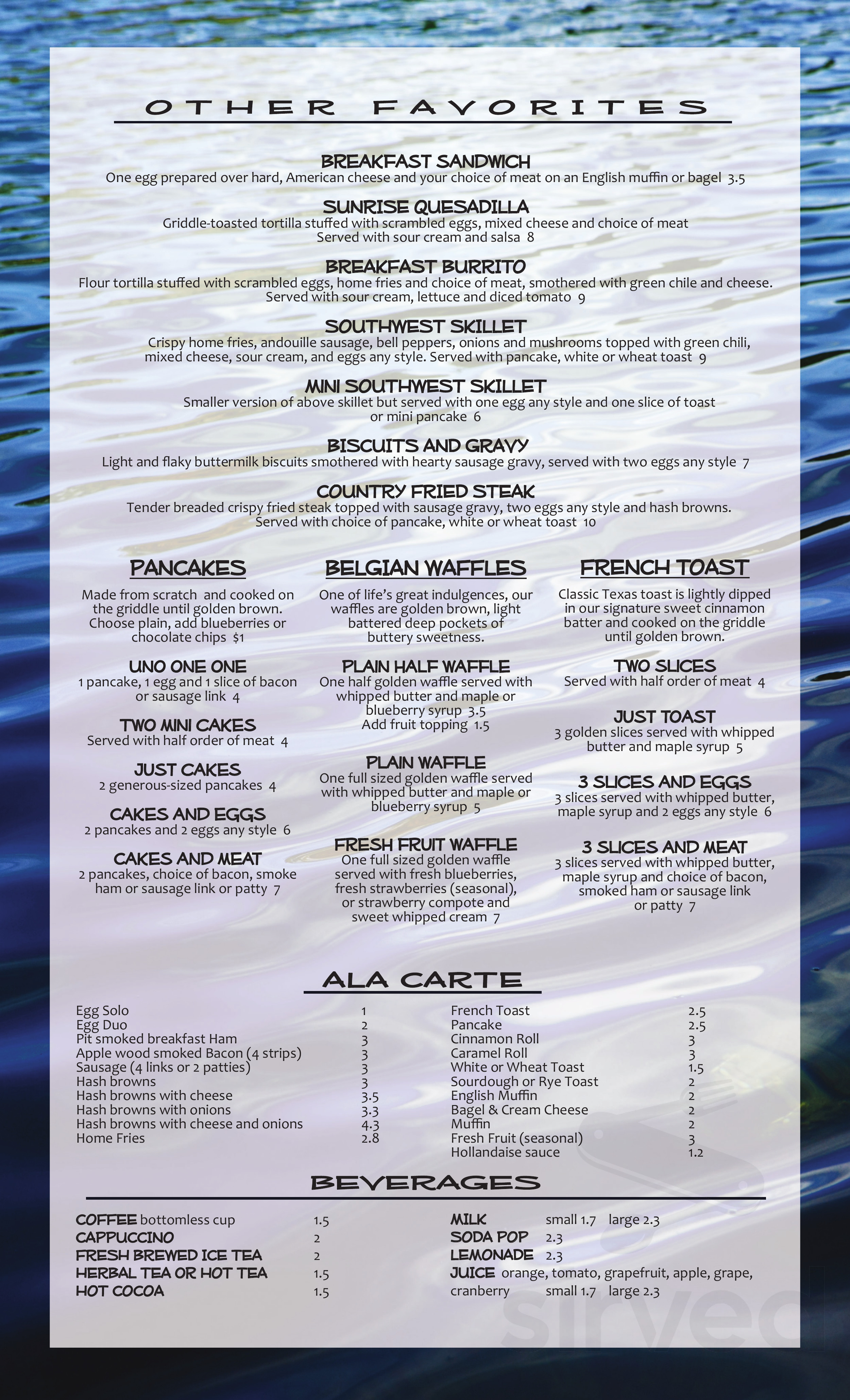Shoreline Restaurant Bar and Bowl menu in Battle Lake, Minnesota, USA