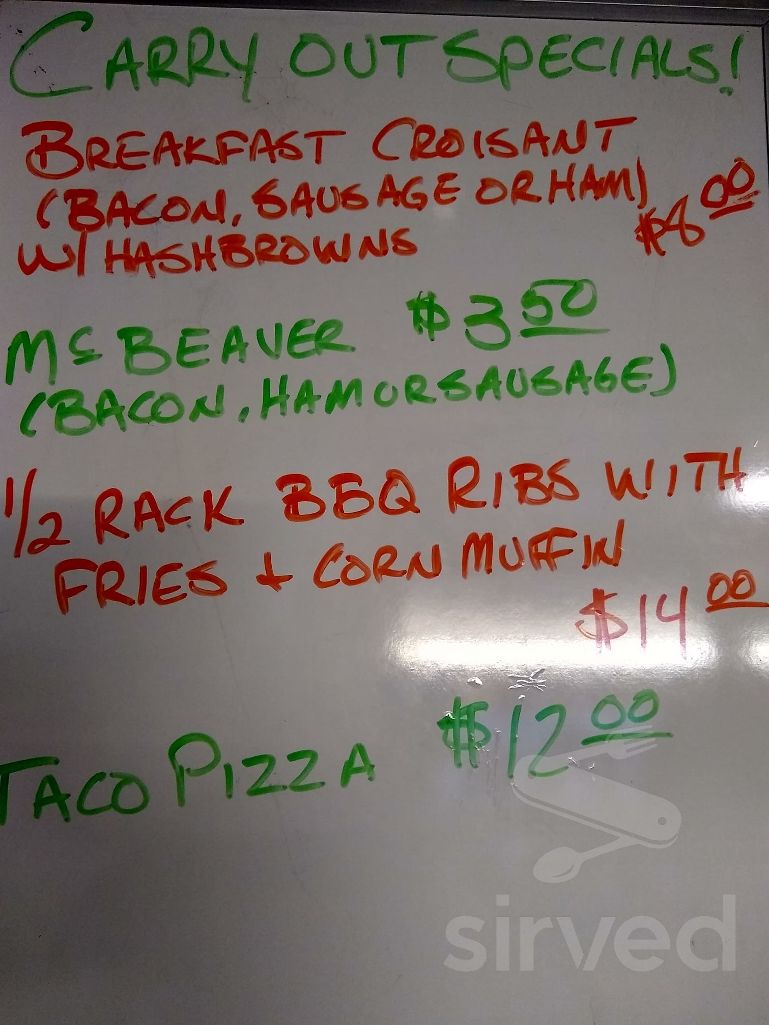 Beaver Lodge Resort & Campground menu in Colville, Washington, USA