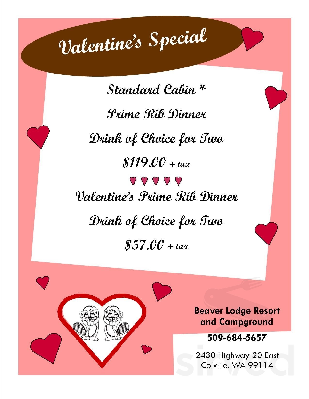 Beaver Lodge Resort & Campground menu in Colville, Washington, USA