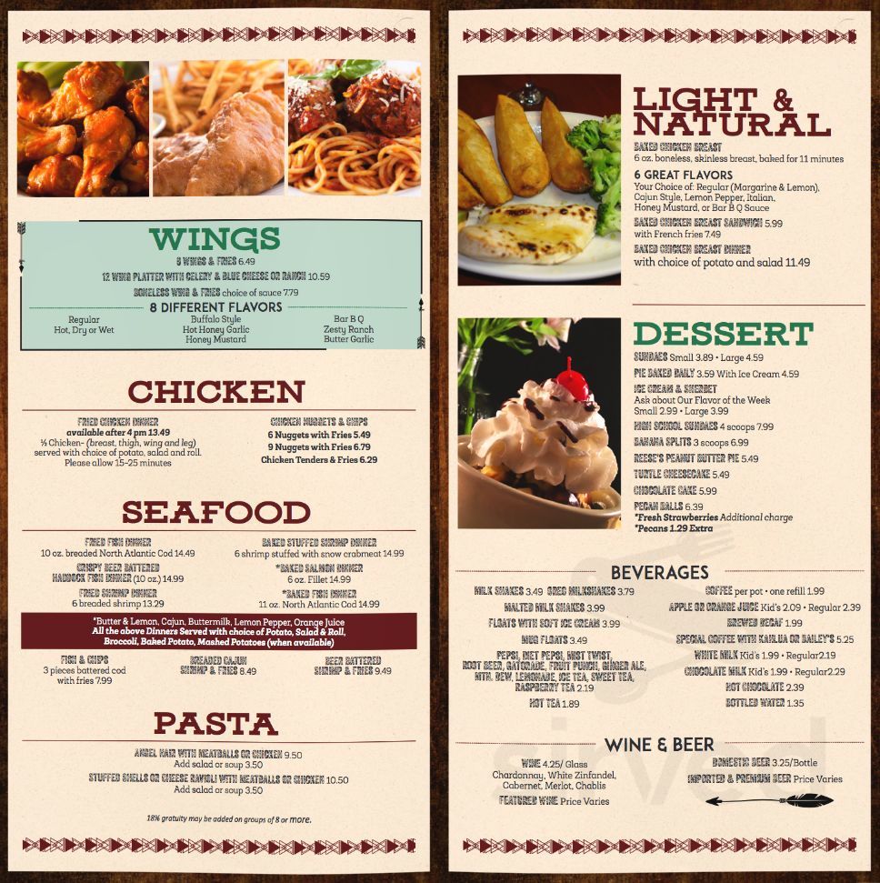 Bert's Wooden Indian Restaurant menus in Beaver, Pennsylvania, United ...