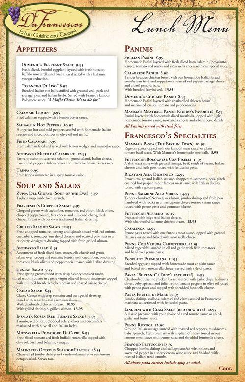 Da Francesco's Ristorante & Bar menu in Shelby Township, Michigan, USA