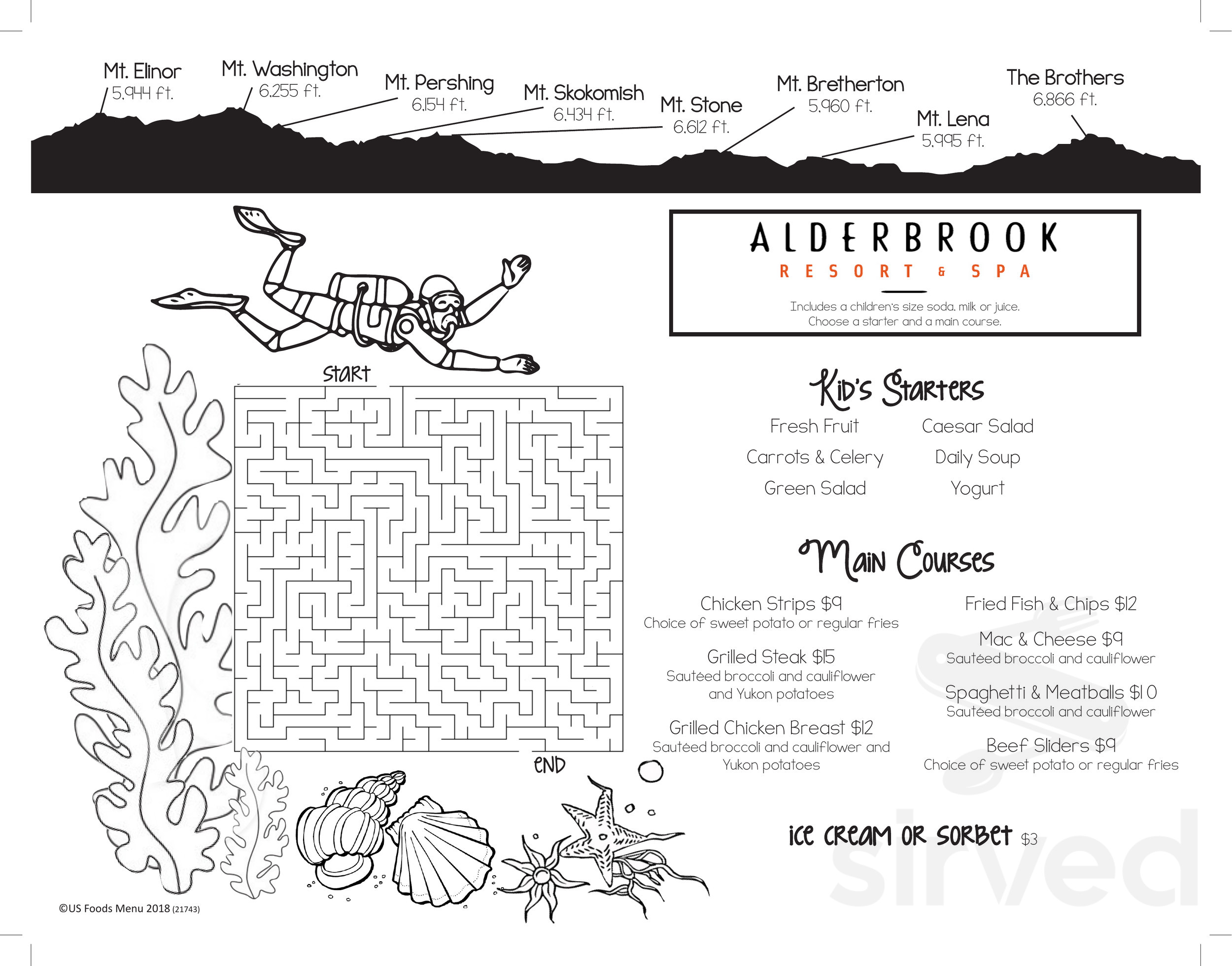 The Clubhouse Restaurant at Alderbrook menu in Union, Washington, USA